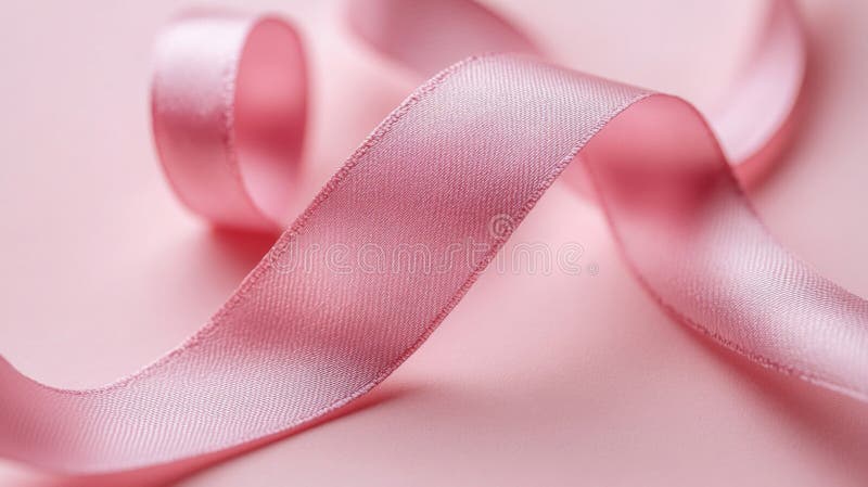 Pink Satin Ribbon Elegantly Curved on Pink Background Stock ...