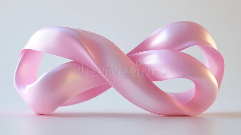 Pink Satin Ribbon Forming an Infinity Symbol Against a Soft White ...