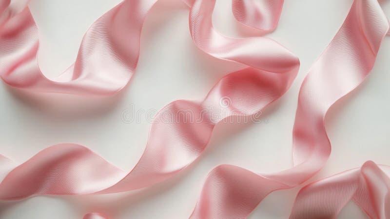 Pink Satin Ribbons Arranged in Elegant Curves Stock Illustration ...