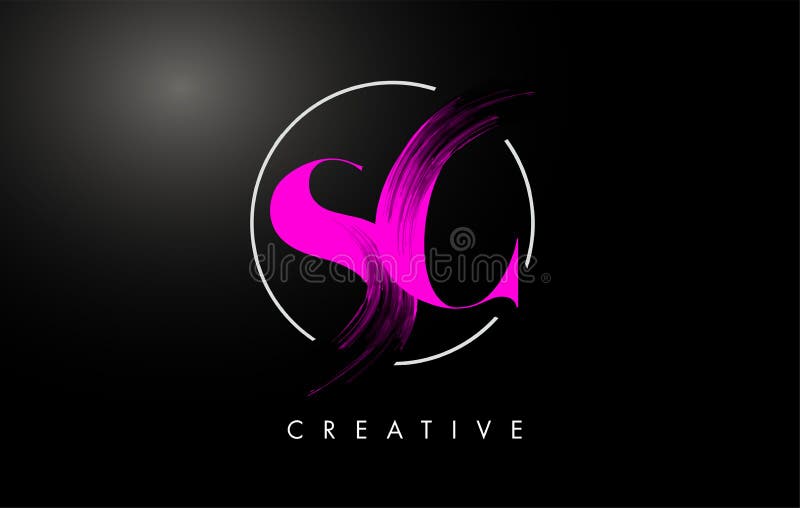 Pink SC Brush Stroke Letter Logo Design. Pink Paint Logo Leters Icon ...