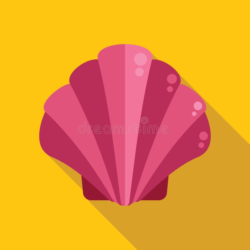 Pink Scallop Seashell Casting Long Shadow on Yellow Background Stock ...