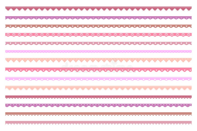 Pink Scalloped Paper Frame or Border Divider Collection Isolated Stock ...