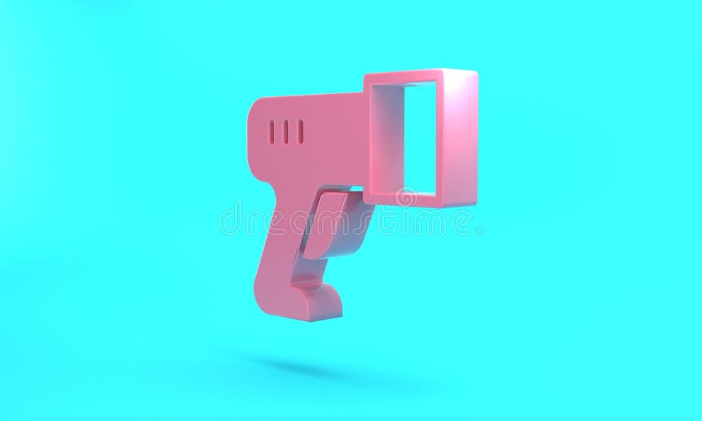 Pink Scanner Scanning Bar Code Icon Isolated on Turquoise Blue ...
