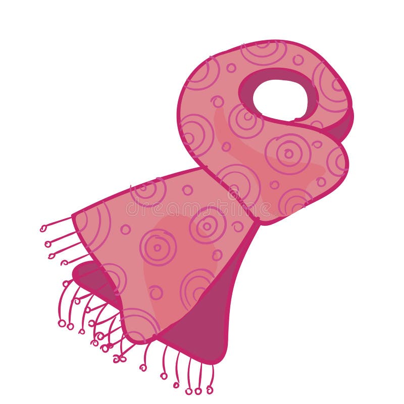 Pink Scarf with Fringe on White Background. Vector Illustration Stock ...