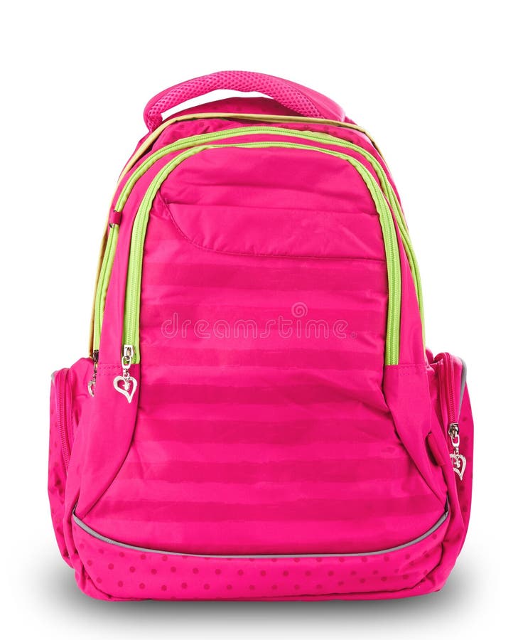 Pink School Backpack Isolated Stock Photo - Image of personal, single ...