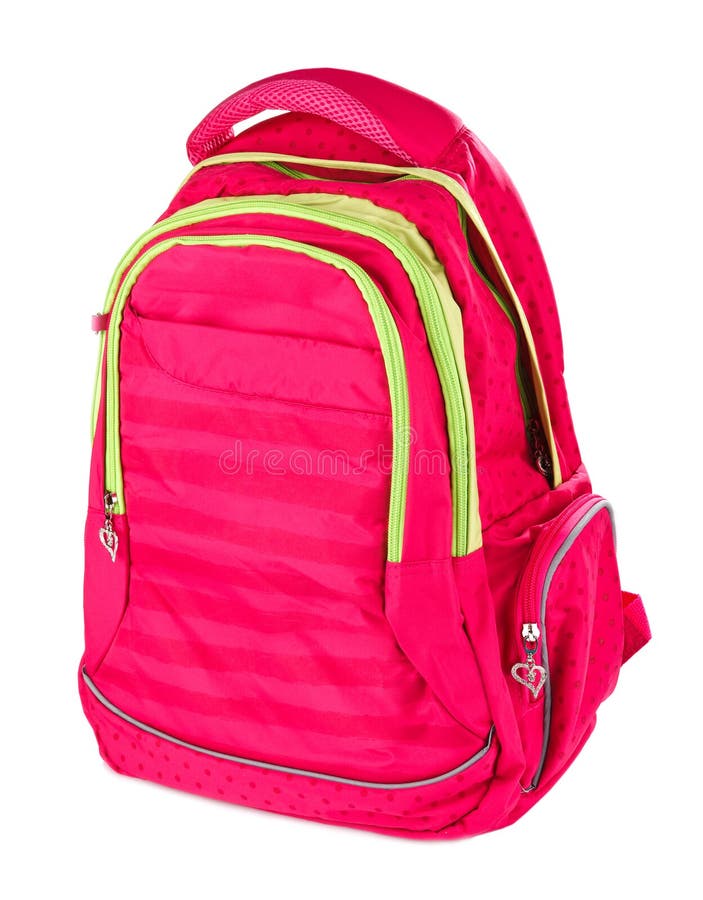 Pink School Backpack Isolated White Stock Photo - Image of people ...