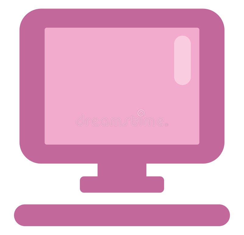 Pink computer desk, icon stock vector. Illustration of business - 261078139