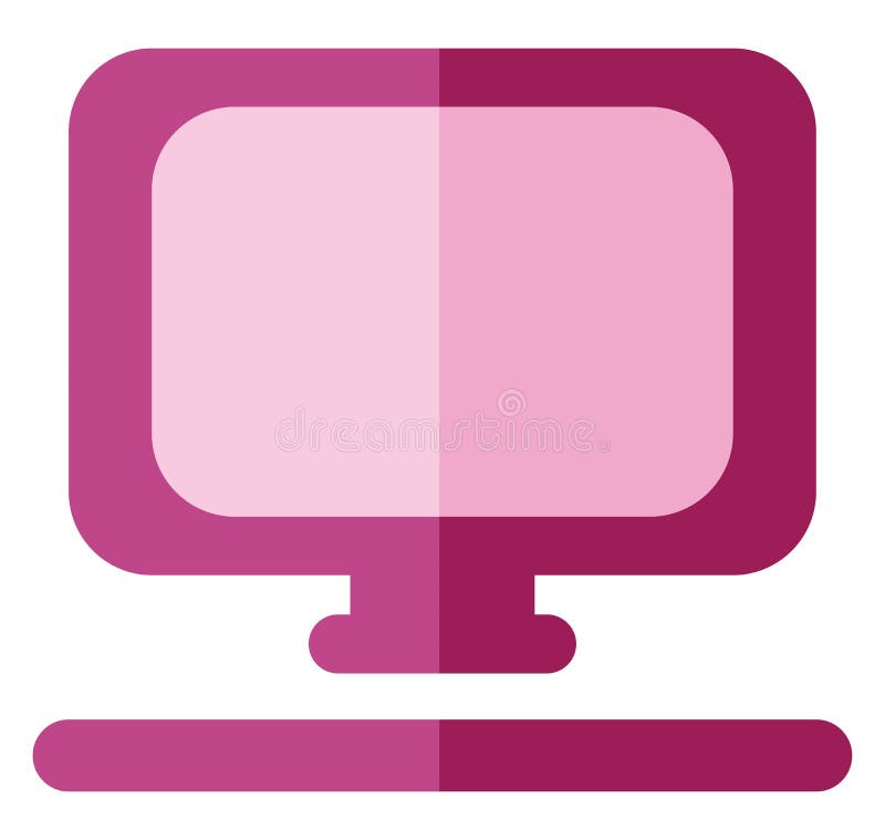 Pink computer desk, icon stock vector. Illustration of business - 261078139