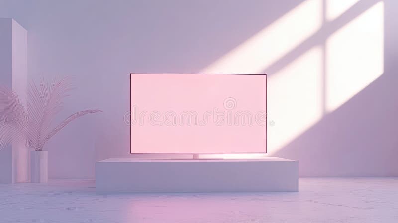 Pink Screen TV Mockup in Minimalist Room Stock Photo - Image of minimal ...
