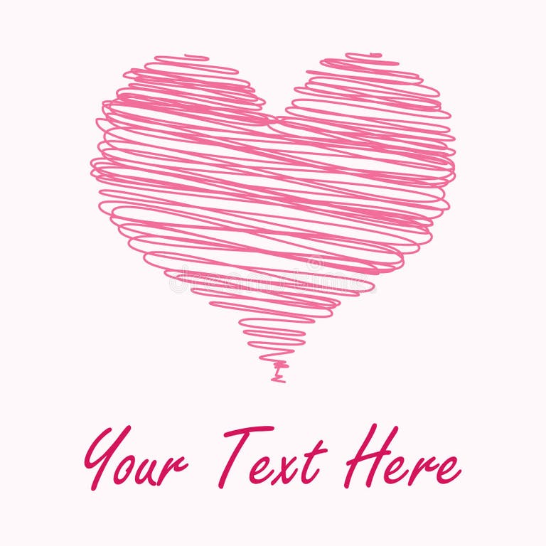 Pink Scribbled Heart Card stock vector. Illustration of celebrate ...