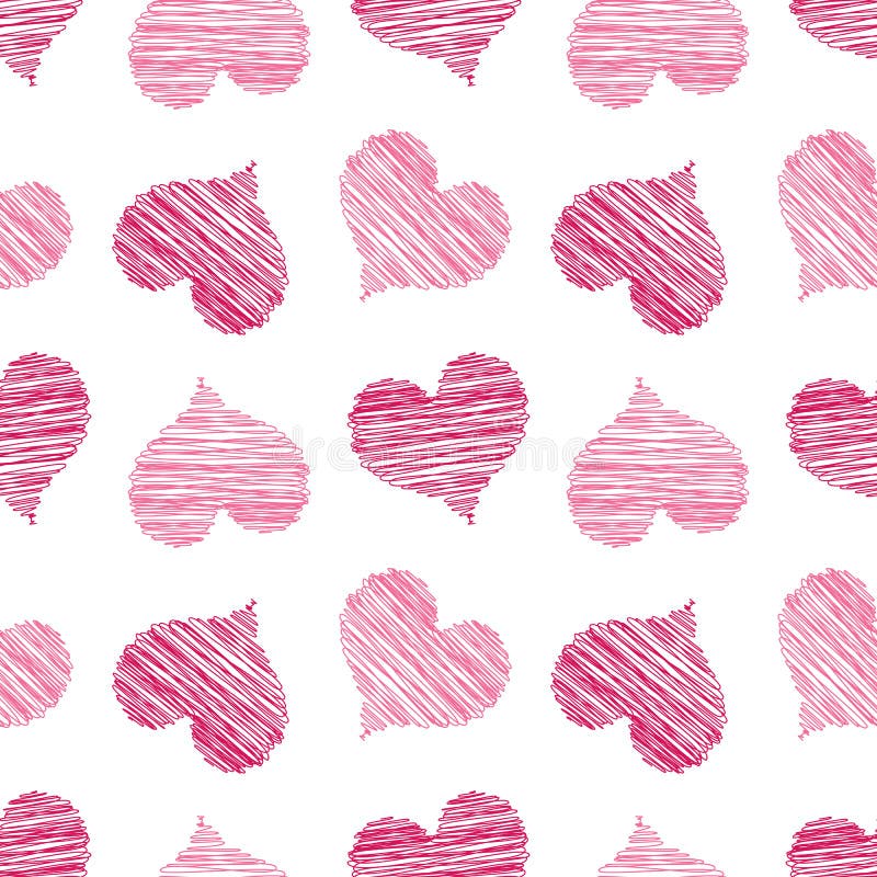 Pink Scribbled Heart Pattern Stock Vector - Illustration of pattern ...