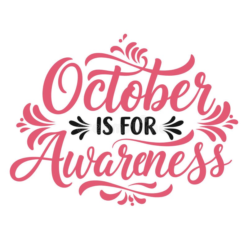 Pink Script Typography: October is for Awareness Stock Vector ...