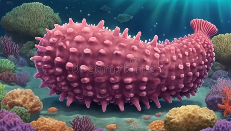 A Pink Sea Creature with Spikes on Top of it Stock Illustration ...