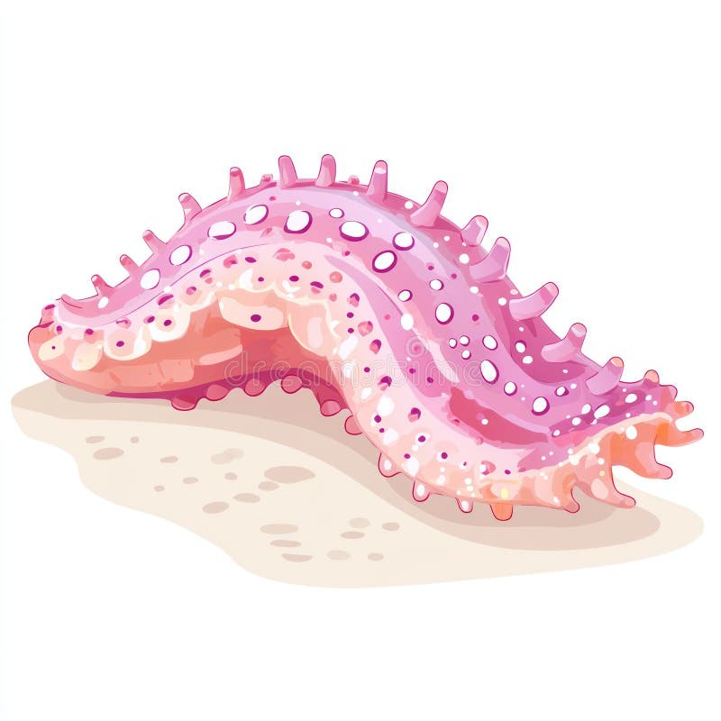 Pink Sea Cucumber on Sandy Beach Stock Illustration - Illustration of ...