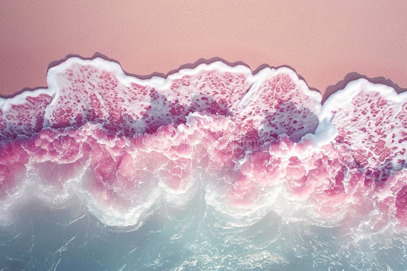 Pink Sea Waves and Beach Top View, Natural Background. Stock Photo ...