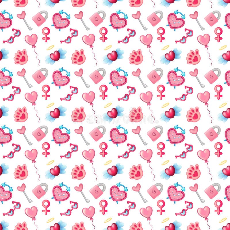 Pink Seamless Pattern for St Valentine Day Stock Illustration ...