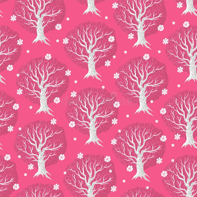 Seamless Pink Summer Pattern with Flowers Stock Vector - Illustration ...