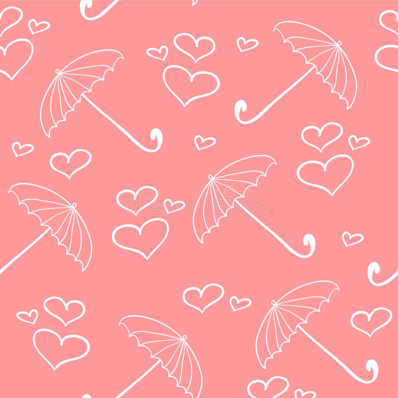 Pink Seamless Pattern with Umbrellas and Hearts Stock Vector ...