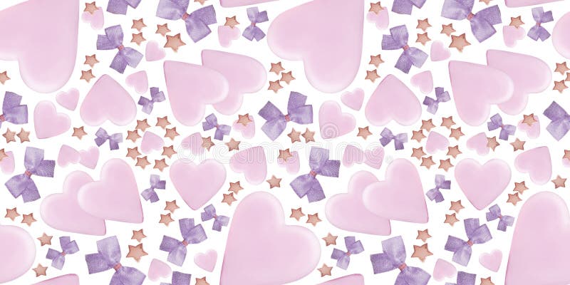 Seamless Pattern Colorful Hearts Stars Light Background Stock Photos ...