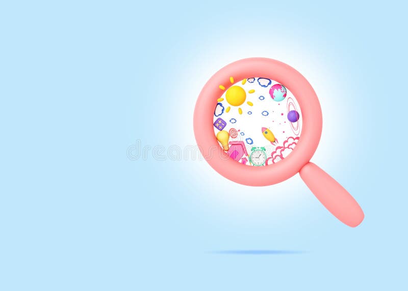 Pink Search Engine Magnifying Glass Online Environment School Kid Cute ...