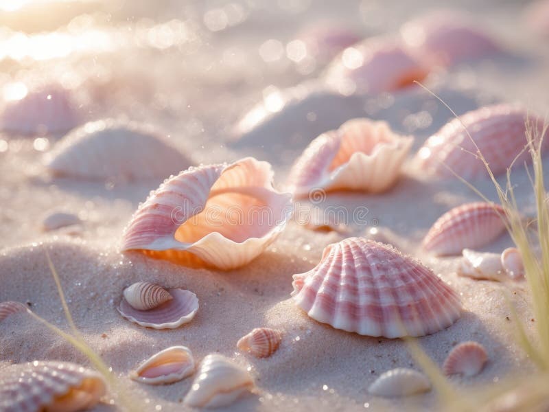 Pink Seashells Background Texture Pastel Beach Shells Close Up Summer ...