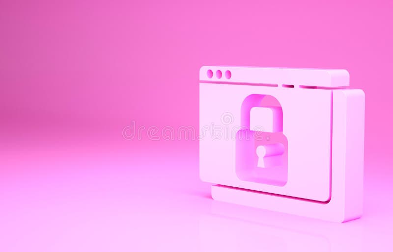 Pink Secure Your Site with HTTPS, SSL Icon Isolated on Blue Background ...
