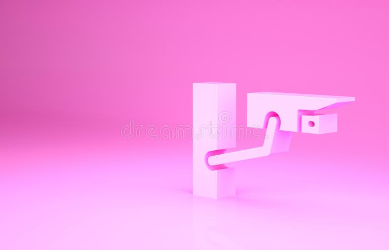 Pink Security Camera Icon Isolated on Pink Background. Minimalism ...