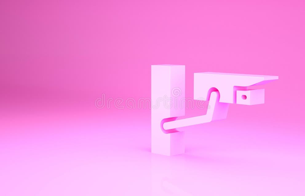 Pink Security Camera Icon Isolated on Pink Background. Minimalism ...