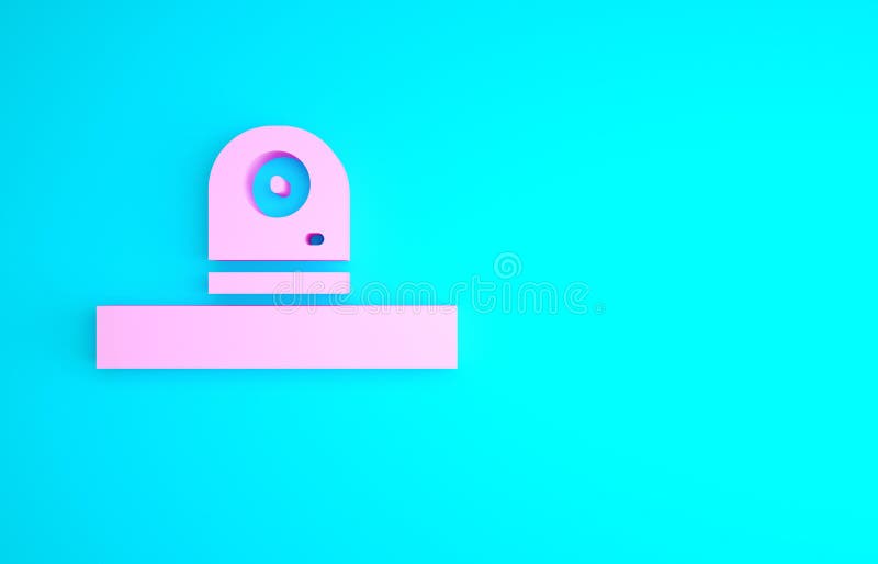 Pink Security Camera Icon Isolated on Blue Background. Minimalism ...