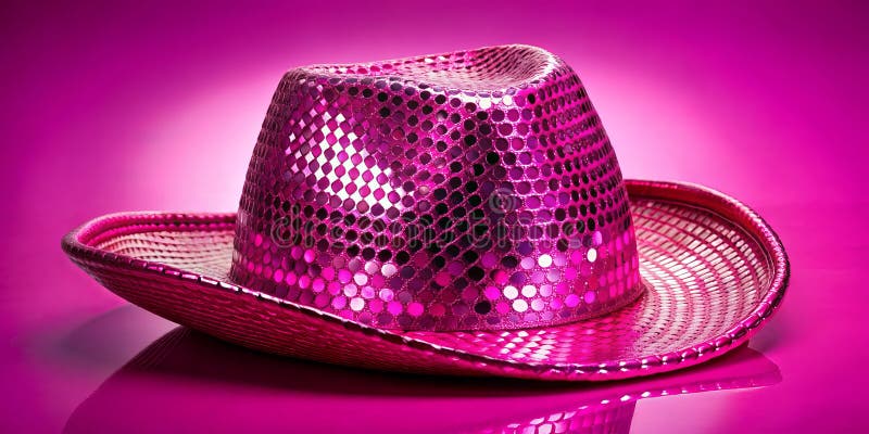 Pink Sequined Cowboy Hat on a Pink Background, Cowboy Hat, Pink Hat ...