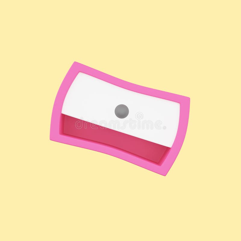 Pink Sharpener 3D Render Icon Against Yellow Stock Illustration ...