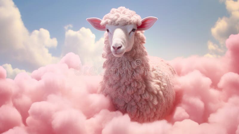 Pink Sheep Graze Amidst Fluffy Clouds, Sparking the Imagination AI ...