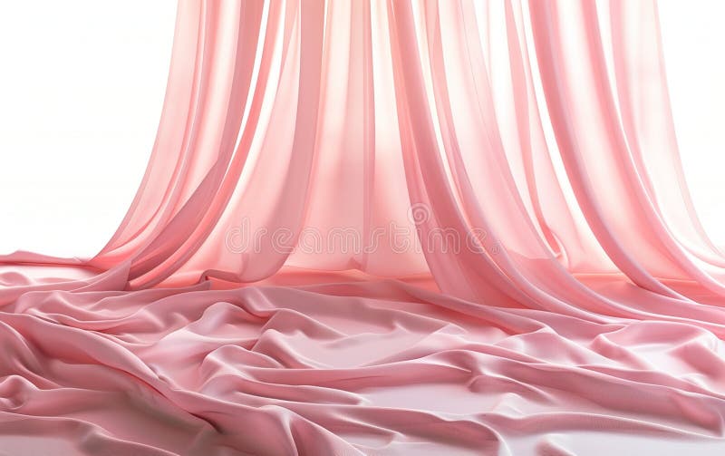Pink Sheer Curtain on White Background -Generative Ai Stock Photo ...