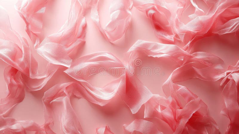 Pink Sheer Ribbons Arranged on Pink Background Stock Illustration ...