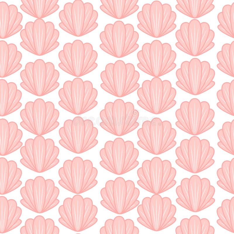 Pink Shell Cute Seamless Vector Pattern. Stock Vector - Illustration of ...