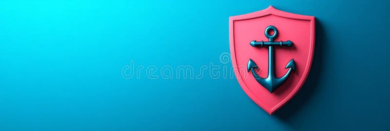 Pink Shield with Anchor Icon Minimalist Design Representing Security ...