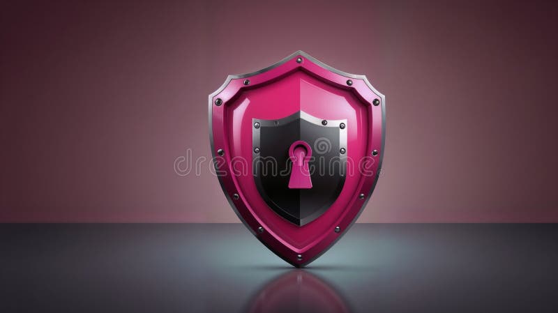 Cyber Security Concept Pink Shield Keyhole Middle Symbol Protection ...