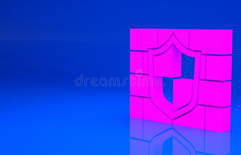 Pink Firewall, Security Wall Icon Isolated on Blue Background ...