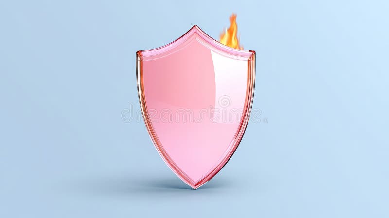 Pink Shield with a Flame Symbolizes Protection Resilience Safety ...
