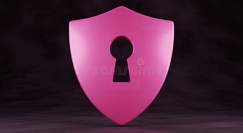 Pink Shield with Keyhole Represents Security and Data Protection Stock ...