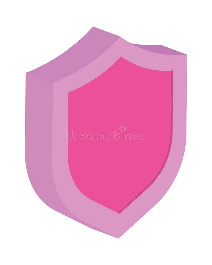Pink Shield with Check Mark Icon Isolated on Turquoise Blue Background ...
