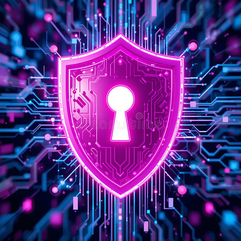 Pink Shield with Keyhole – Cybersecurity Protection Symbol AI Generated ...