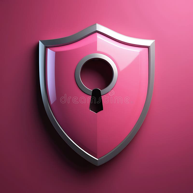 Pink Shield with Keyhole – Cybersecurity Protection Symbol AI Generated ...