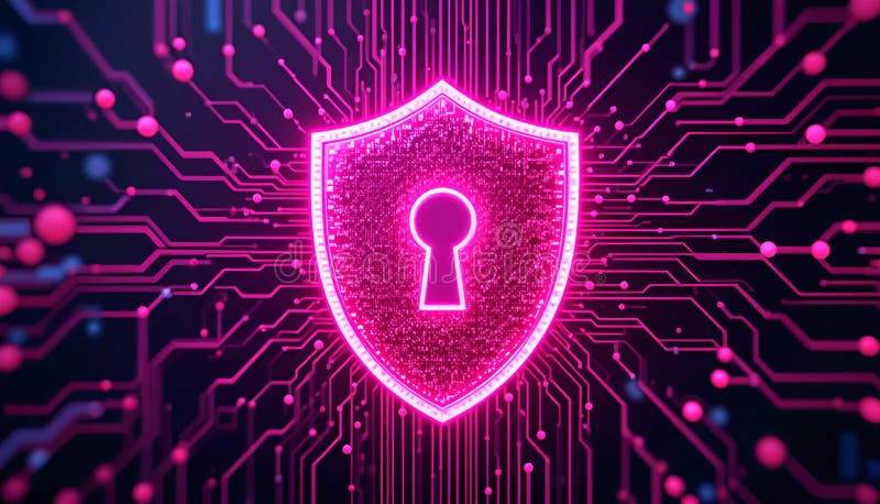 A Pink Shield with a Keyhole in the Middle. Cybersecurity Concept Stock ...