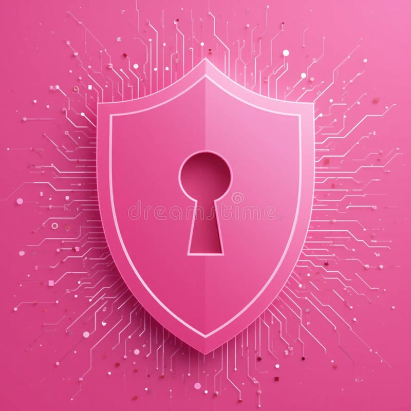 A Pink Shield with a Keyhole in the Middle. Cybersecurity Concept Stock ...