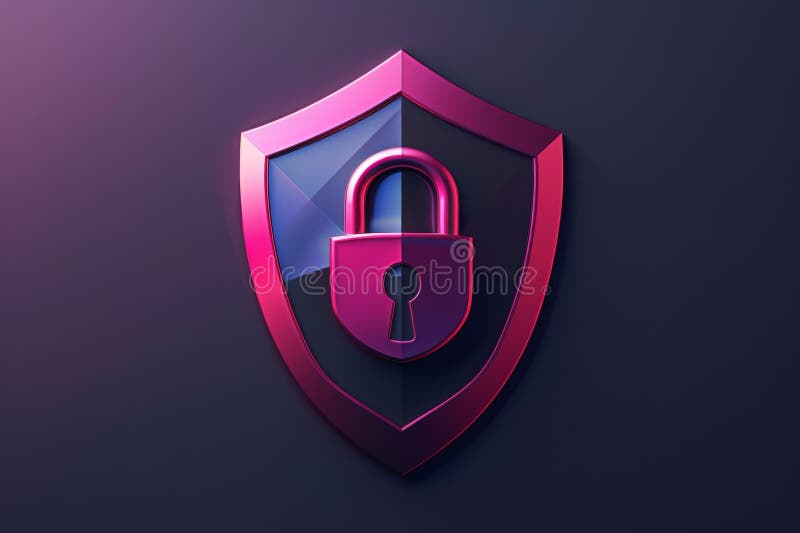 A Pink Shield with a Keyhole in the Middle. Cybersecurity Concept Stock ...