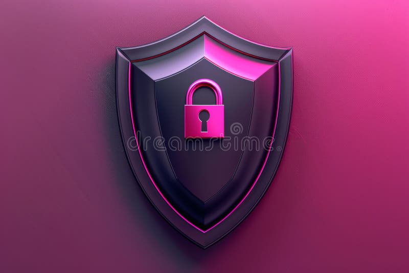 A Pink Shield with a Keyhole in the Middle. Cybersecurity Concept Stock ...