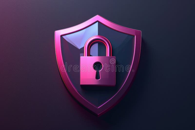 A Pink Shield with a Keyhole in the Middle. Cybersecurity Concept Stock ...