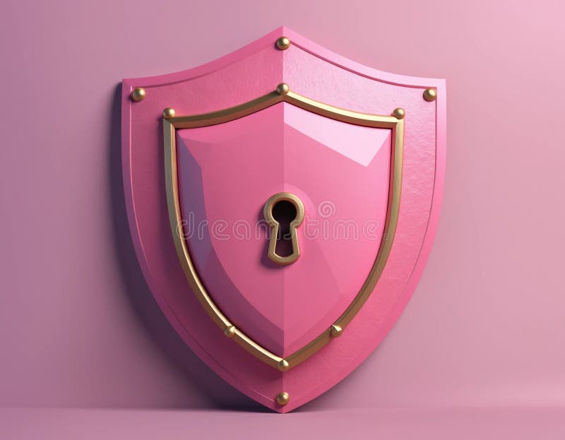 A Pink Shield with a Keyhole in the Middle. Stock Illustration ...
