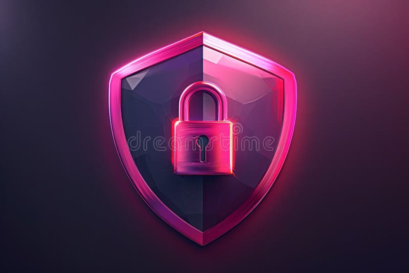 A Pink Shield with a Keyhole in the Middle. Cybersecurity Concept Stock ...